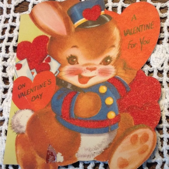 unbranded | Accents | Vintage Childrens Valentine Card 95s Rabbit ...
